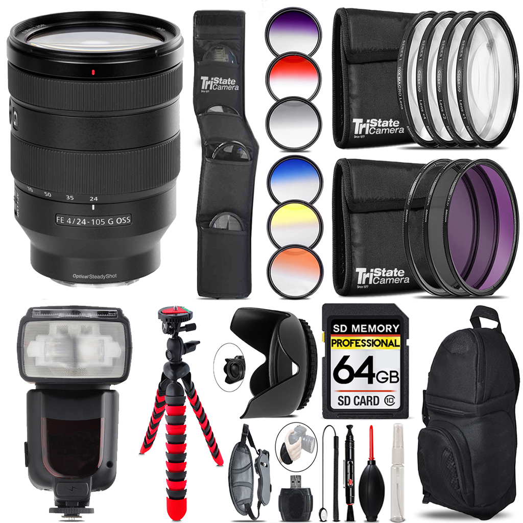 Sony FE 24-105mm f/4 G OSS Lens+13 Piece Filter & More-64GB Sony FE 24-105mm f/4 G OSS Lens+13 Piece Filter & More-64GB